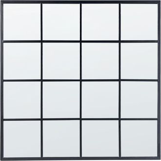 Beliani Wandspiegel mit Rahmen Metall schwarz Fensteroptik quadratisch 78 x 78 cm Blesle