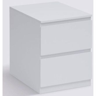 PEGANE Table de nuit, chevet de 3 tiroirs coloris blanc - Longueur 38 x Profondeur 48 x Hauteur 50 cm