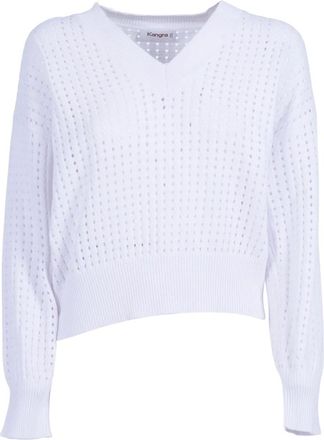 KANGRA Femme, Pulls, Blanc, Taille: 38 FR Pullover a Rete Manica Lunga
