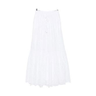 Ermanno Scervino Femme, Jupes, Blanc, Taille: 34 FR Eyelet Tiered Maxi Skirt