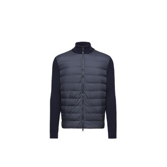 Moncler Moncler Cardigan Zipp&eacute; Matelass&eacute; En Laine, Homme, Bleu, Taille: 3xl