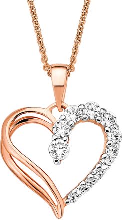 Amor Kette mit Anhänger 925 Sterling Silber Damen Halsschmuck, mit Zirkonia synth., 45 cm, Roséfarben, Herz, Kommt in Schmuck Geschenk Box, 2016675