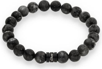 s.Oliver Herren Bracelet - Armband in Beadsoptik - IP Grau - Textilband verstellbar bis 22 cm - wasserfest & hautfreundlich