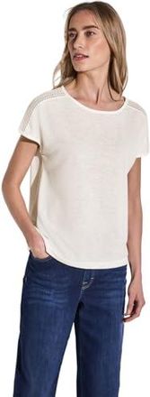 Street One A323146 T-Shirt avec détails en Dentelle, Blanc cassé, 42 Femmes