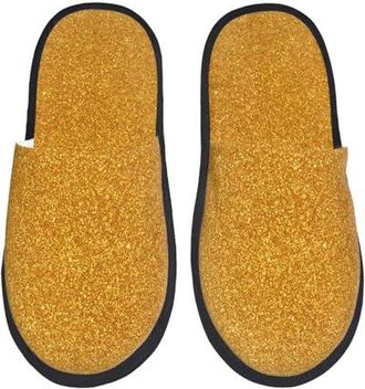 Generic Pantoufles DHiver Paillettes Dor&eacute;es Lavables Slippers Peluche Chausson Hotel Pour Invit&eacute; Camping Spa M