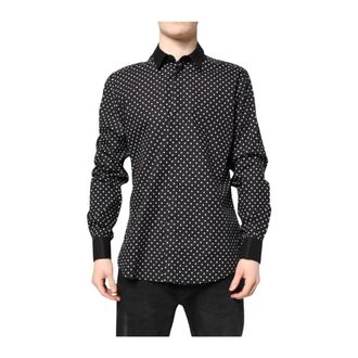Dolce & Gabbana Polka Dot Dress Shirt - Homme - Chemises - Noir - Taille: 2XS