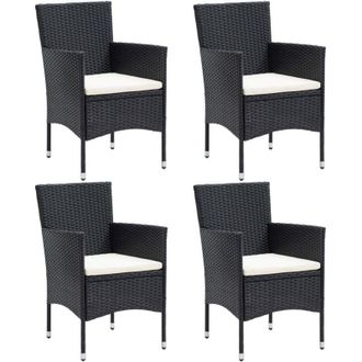vidaXL Vidaxl - Garten-Essstühle 4 Stk. Poly Rattan Schwarz