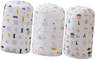 Angoily 3 St&uuml;ck Teiliges Runde Kordelzug Aufbewahrungstaschen f&uuml;r Bettdecken und Kleidung Feuchtigkeits Staubgesch&uuml;tzte Baumwoll Quilt Organizer f&uuml;r Platzspar