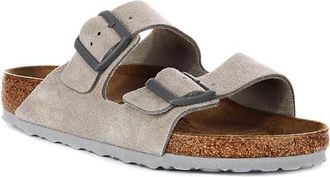 Birkenstock Arizona (Suede Larga) - Sandalo da Donna in Pelle Con doppia Fascia 40/Stone Coin-L
