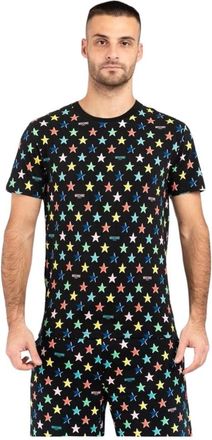 Moschino Homme, Tops, Noir, Taille: M T-shirt graphique en coton &agrave; col rond