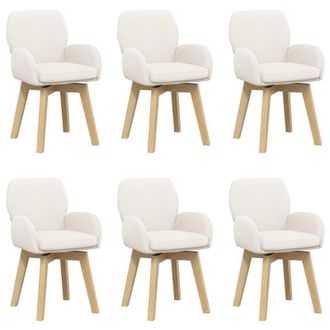vidaXL Sedie Da Pranzo Girevoli 6 Pz Boucl&eacute; Crema 54 X 58 X 87 Cm Vidaxl