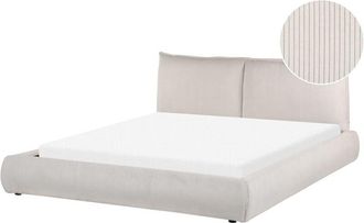Beliani Beliani - Lit Double Rembourré Design Contemporain 160 x 200 cm en Velours Côtelé Beige Vinay