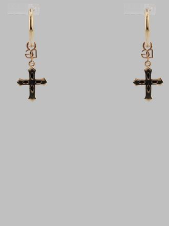 Dolce & Gabbana Cross and Rhinestone Hoop Earrings - Gold