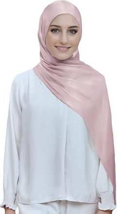 Lina & Lily Hijab Foulard Femme Musulmane en Crêpe Organza avec Reflets Argentés (Rose Poussiéreux)