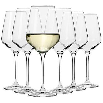 Krosno Grands verres à vin blanc | Lot de 6 | 390 ML | Collection Avant-Garde | Verre en cristal sans plomb | Pour la maison, restaurants & fêtes | Passe au 