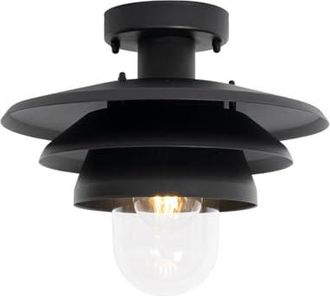 QAZQA morty - Plafonnier - 1 lumi&egrave;re - &Oslash; 28.5 cm - Noir - Design - &eacute;clairage ext&eacute;rieur