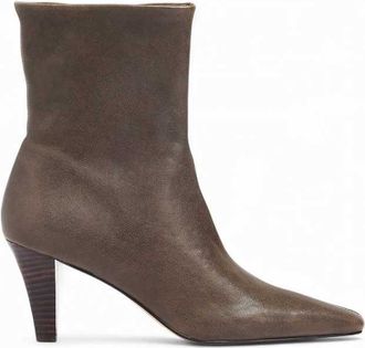 NA-KD Leder-Stiefeletten in Braun-Grau