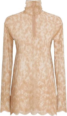 Dolce & Gabbana Femme, Blouses et Chemises, Beige, Taille: 38 FR Chemisier en dentelle de Chantilly