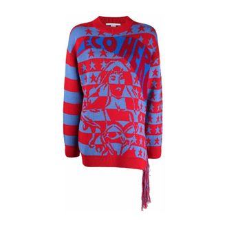 Stella McCartney Gestreifter Wollpullover mit Rundhalsausschnitt - - Knitwear - Damen - Rot - S
