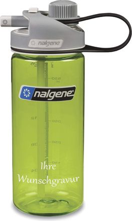 Nalgene Multi Drink, Trinkflasche, BPA-frei (Grün, mit Namensgravur, 0,6 l)