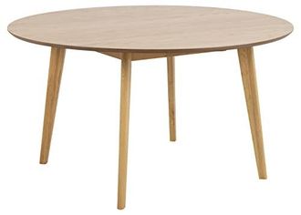 AC Design Furniture Roxanne Table à Manger Ronde en chêne pour 5 Personnes Ø 140 x H 76 cm Table de Cuisine avec Pieds en chêne teinté Style rétro Moderne