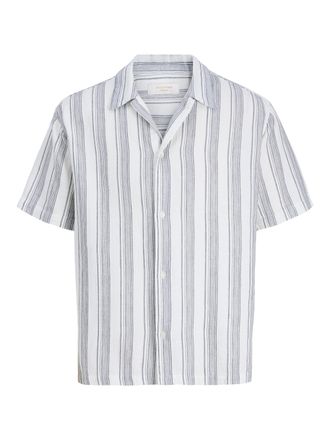 Jack & Jones Kurzarmhemd JACK & JONES JORNANTUCKET DOUBLE CLOTH SHIRT SS EA26, Herren, Gr. L, N-Gr, sky captain stripes:stripes, Web, Obermaterial: 100% Baumwolle,
