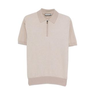 Canali Homme, Tops, Gris, Taille: XL Polo Textur&eacute; Zipp&eacute;