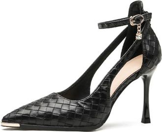 Generic Escarpins Minimalistes Femme Tiss&eacute; &Eacute;l&eacute;gant Stiletto Bout en M&eacute;tal Bout Pointu Raffin&eacute; Talons de Cour Modernes pour Looks de Tenue de Travail et Style 