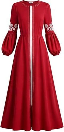 Generic Robe boh&egrave;me 2026 pour femme, robe longue brod&eacute;e florale boh&egrave;me &agrave; manches longues, robe de f&ecirc;te &eacute;l&eacute;gante avec d&eacute;tails brod&eacute;s, confortable et d&eacute;contract