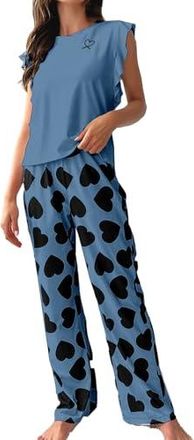 Generic Ensembles de v&ecirc;tements de d&eacute;tente pour femmes grande taille - Ensemble de pyjama &agrave; manches longues en coton pour femme - Ensemble pyjama d&eacute;t&eacute; pour fem