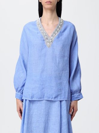 120% Lino Top Damen Farbe Avion