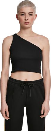 Urban Classics Damen Sport Tank Top Ladies Cropped Asymmetric, Schwarz (Black 00007) X-Large (Herstellergröße: XL)