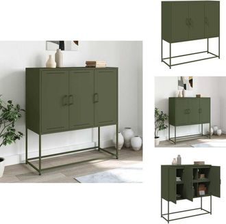 vidaXL Vidaxl - Buffet haut vert olive 100,5x39x107 cm acier - Buffet Design Industriel - Meuble Rangement Vertical - Armoire Ouverte - Étagères Métalliques