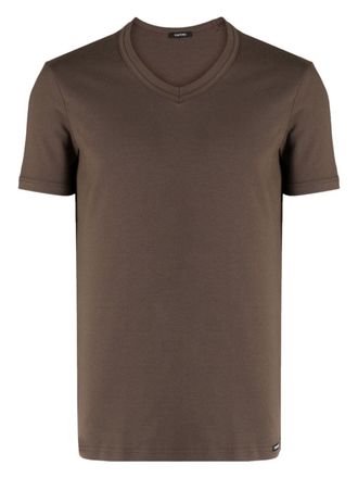 Tom Ford t-shirt &agrave; col v - Marron