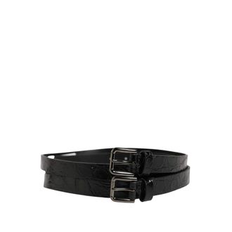 Dolce & Gabbana Homme, Accessoires, Noir, Taille: ONE Size Double Strap Leather Belt with Silver Buckle