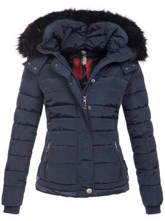 Navahoo Damen Winterjacke Chloe - Tailliert, Mit Abnehmbarer Kapuze & Edlem Kunstfell