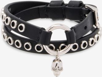 Alexander McQueen Doppeltes Wickelarmband mit Skull-Ring-Detail - Item 8571481AAWI1000