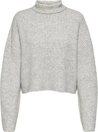 Only Only Onlmelanie L/S Pull &agrave; col roul&eacute; KNT pour Femme, Gris Clair chin&eacute;, L