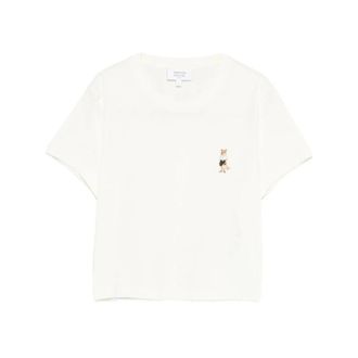 Maison Kitsun&eacute; Fox Embroidery T-Shirt - - Tops - Damen - Wei&szlig; - S