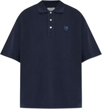 Maison Kitsun&eacute; Homme, Tops, Bleu, Taille: S Fox Head Patch Oversize Polo