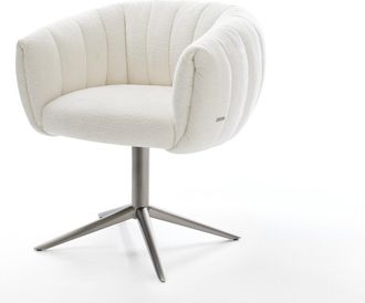 DELIFE Drehstuhl Jada-Flex Boucl&eacute; Soft Beige Fu&szlig;kreuz Graphit 360&deg; drehbar Wippfunktion Taschenfederkern, Esszimmerst&uuml;hle