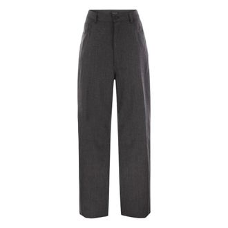 Fabiana Filippi Femme, Pantalons, Gris, Taille: 40 FR Pantalon &agrave; Rayures Diplomatiques en Laine Vierge 5 Poches