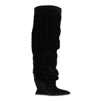 Balmain Femme, Chaussures, Noir, Taille: 38 EU Bottes hautes compens&eacute;es en daim