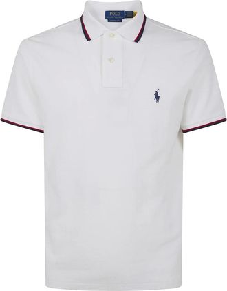 Polo Ralph Lauren Homme, Tops, Blanc, Taille: S Polo Contrastant en Tricot &agrave; Manches Courtes
