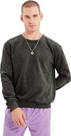 Trendyol Sweat-Shirt Anthracite Male Regular Fit Maillot de survêtement, Anthrazit, XXL Homme