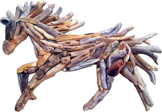 Seestern Sportswear SEESTERN Treibholz Deko m. Pferd (78 cm) Motiv Wanddeko Driftwood Holzdeko /FBA_2340