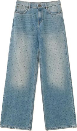 Twin-Set jean court strassé à taille haute - Bleu