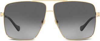 Gucci Eckige Sonnenbrille mit Logo-Schild - Gold