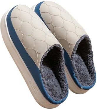 Generic Pantoufles pour homme et femme - En peluche l&eacute;g&egrave;re - Chaudes - Confortables - Chaudes - Pour lhiver - Pour lext&eacute;rieur et lint&eacute;rieur, bleu, 41 EU