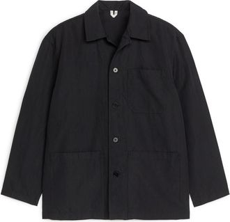 Arket Overshirt Aus Baumwolle Und Leinen -Schwarz